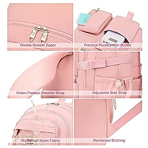 LXYGD Laptop Backpack 15.6 Inch Kids Elementary Middle High School Bag College Backpacks Anti Theft Travel Back Pack Large Bookbags for Teens Girls Women Students (Pink)