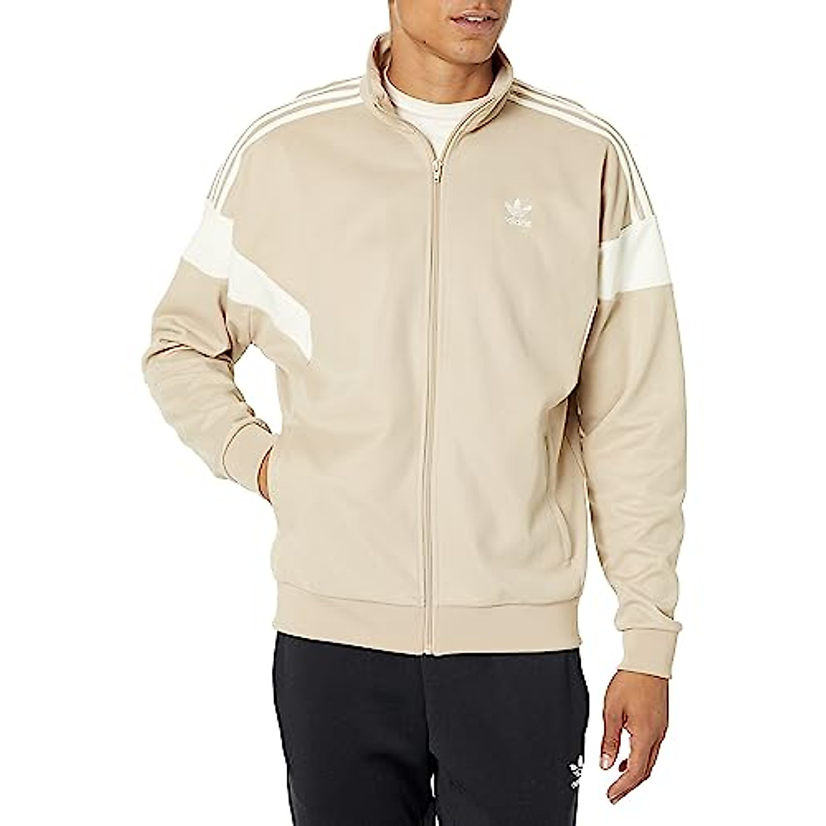 adidas Originals Men's Adicolor Classics Cut Line Track Jacket, Wonder Beige, Large