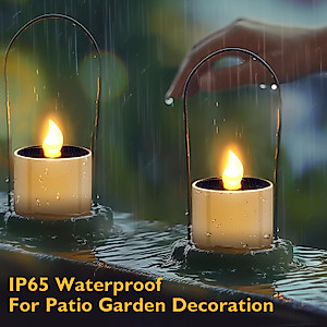 PChero 6pcs Solar Candles Outdoor Waterproof, Rechargeable LED Flameless Votive Pumpkin Tea Lights with Dusk to Dawn Sensor for Lantern Garden Camping Party Home Decor