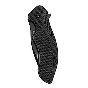 Kershaw Clash Black Serrated Pocketknife, 3" 8Cr13MoV Steel Drop Point Blade, Assisted One-Handed Flipper Opening, Folding Utility EDC