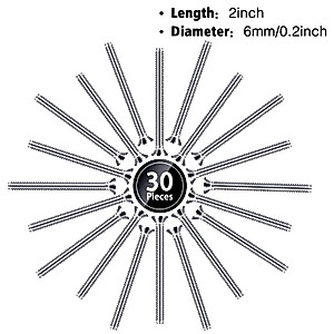 Ripeng 30 Pieces Extra Long Outlet Screws Long Electrical Outlet Screws Machine Screws Device Mounting Screws Electrical Outlet Extender for Fix Wonky and Sunken Outlets (6-32 x 2 Inches)