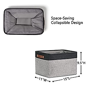 DULLEMELO Collapsible Bundle Baskets 3 Medium Baskets 15"x11"x9.5" + 2 Narrow Baskets 15"x6"x5.5"（Black&Grey)