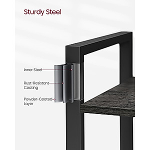 VASAGLE 5-Tier Bookshelf, Book Shelf, Industrial Bookcase, with Steel Frame, for Living Room, Home Office, Bedroom, 9.4 x 24.4 x 65 Inches, Charcoal Gray and Black ULLS025B04