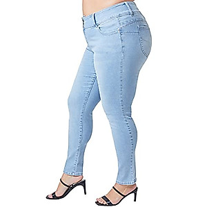 YMI Women’s Mid Rise Skinny Jeans, Wannabettabutt, Sustainably Made, Zip Fly, 3-Button, Fitted, Trendy, Butt-Lifting Stretchy Denim, Mid Waisted Jean, Full Length