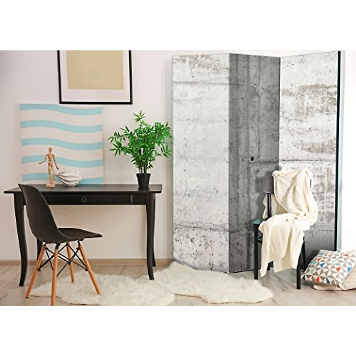 artgeist Decorative Room Divider Cement Loft 53x68 in - Double-Sided Folding Screen 3 Panel Decoration Home Office Home Office Grey f-A-0458-z-b