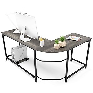 Teraves Modern L-Shaped Desk Corner Computer Desk Workstation Home Office Desk Study Writing Table