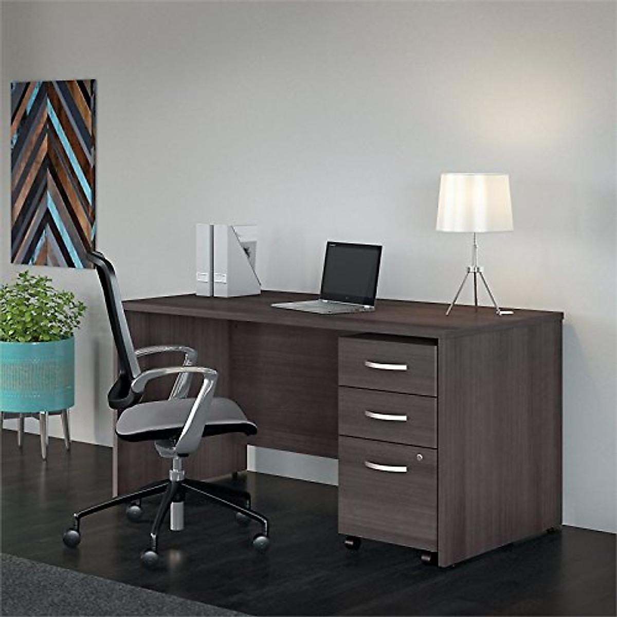 BUSH BUSINESS FURNITURE STC014SG Desk and File, 60W x 30D, Storm Gray
