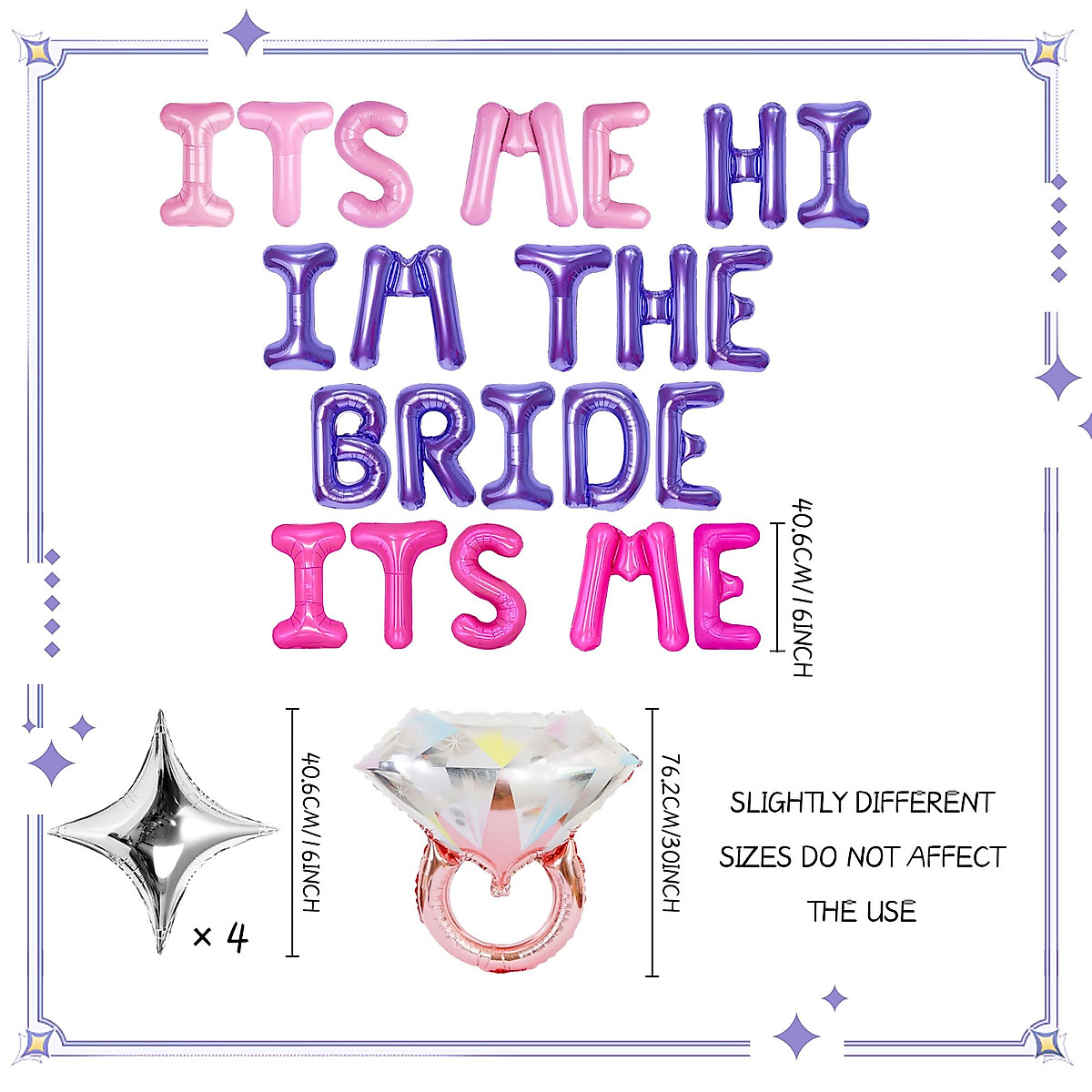 LaVenty It's Me Hi I'm The Bride It's Me Banner Balloons Iridescent Bachelorette Party Decoration Bridal Shower Party Decorations
