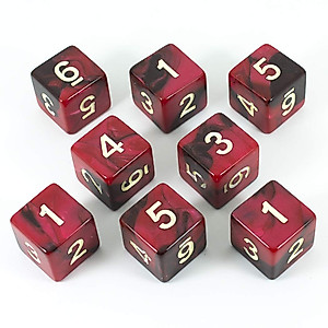 Paladin Roleplaying Red and Brown Dice - 8 D6 Set - 'Blood God'