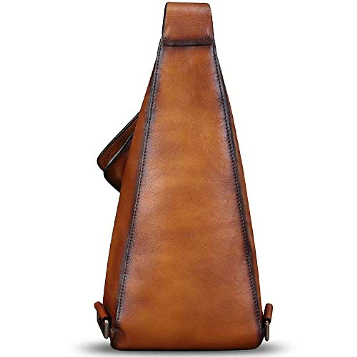 FEIGITOR Genuine Leather Sling Bag Retro Crossbody Sling Backpack Handmade Chest Shoulder Hiking Daypack Cycling Purse Fanny Pack (Brown)