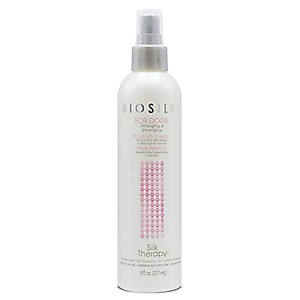 BioSilk for Dogs Silk Therapy Detangling Plus Shine Mist for Dogs | Best Detangling Spray for All Dogs & Puppies for Shiny Coats and Dematting | 8 Oz Bottle (Packaging May Vary),WHITE