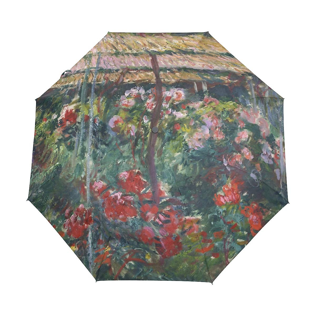 AHOMY Auto Open Close Umbrella, Flower Watercolor Monet Folding Travel Umbrellas for Rain and Sun