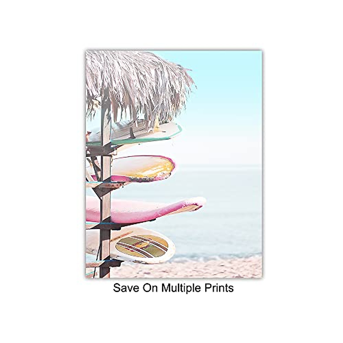 Tropical Summer Wall Art Set - 8x10 Nautical Ocean Poster Prints for Beach House Decor, Home Decoration - Cool Chic Gift - Unframed Nautical Photo Pictures - Flamingo, Palm Tree, Wave, Water