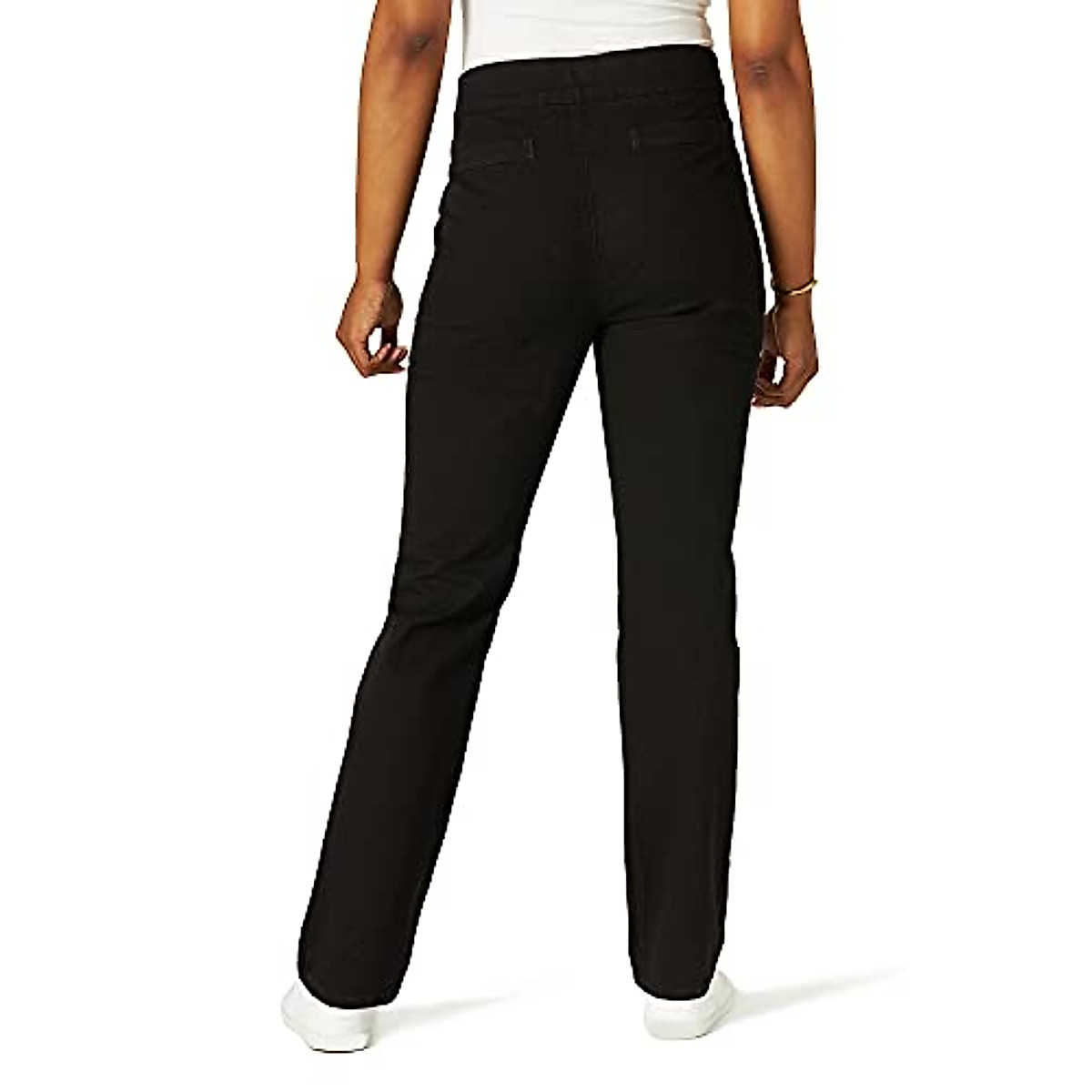 Chic Classic Collection Women's Easy-Fit Elastic-Waist Pant, Black Denim, 8 Average