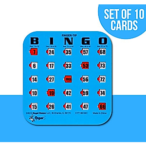 Regal Bingo Bulk Bingo Cards with Sliding Windows - Reusable Large Print Bingo Game Cards for Adults Large Group - 10 Pack, Blue