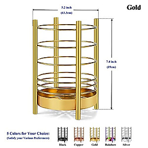 Gold Kitchen Utensil Holder for Kitchen Counter, Stainless Steel Utensil Crocks, Gold Titanium Coating Utensil Storage Caddy Organizer, Cooking Utensil Holder, Easy Cleaning (Gold/7.4''x5.2'')