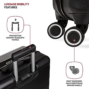SwissGear 8090 Hardside Expandable Luggage with Spinner Wheels, Black, Checked-Large 28-Inch