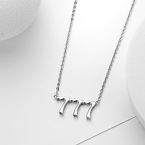 LQXY 925 Sterling Silver Angel Number 777 Necklace for Women