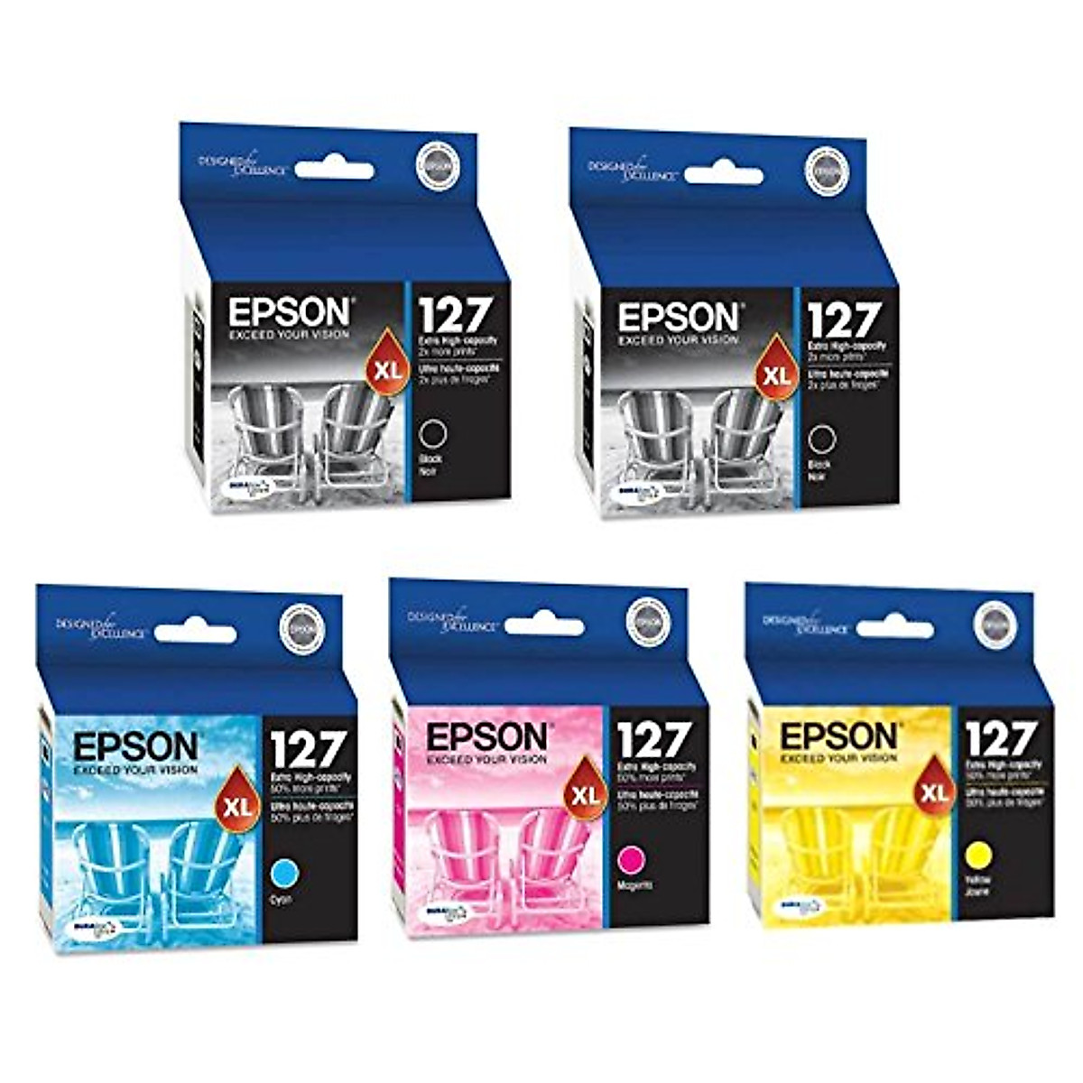 Epson DURABrite T127 Ultra 127 Extra High-capacity Inkjet Cartridge (1, 2-Black-1-Cyan-Magenta-Yellow-)
