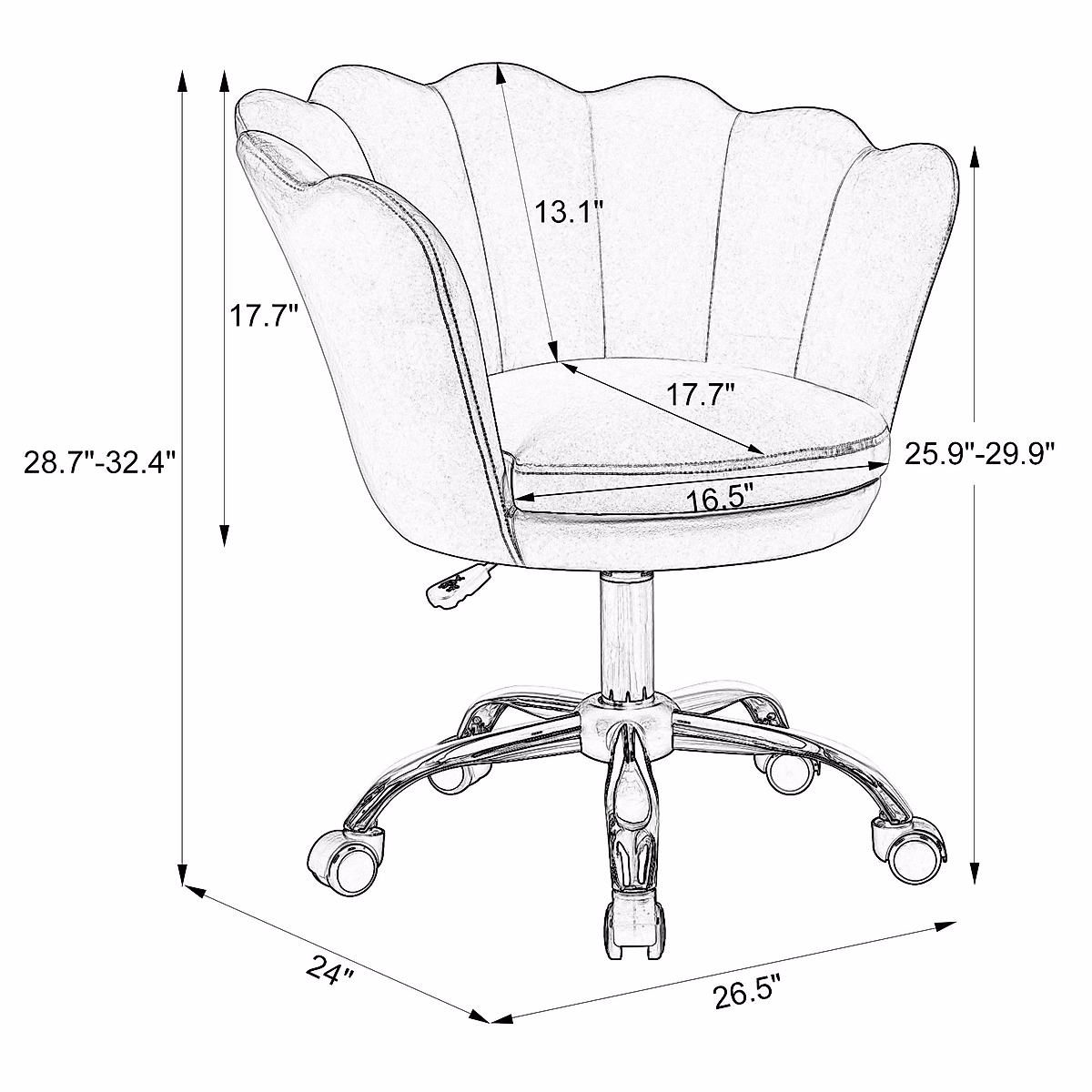 HOMEFUN Vanity Chair, Shell Chair with Wheels Cute Modern Desk Chair for Women Makeup Swivel Adjustable Roliing Chair for Bedroom, Beige
