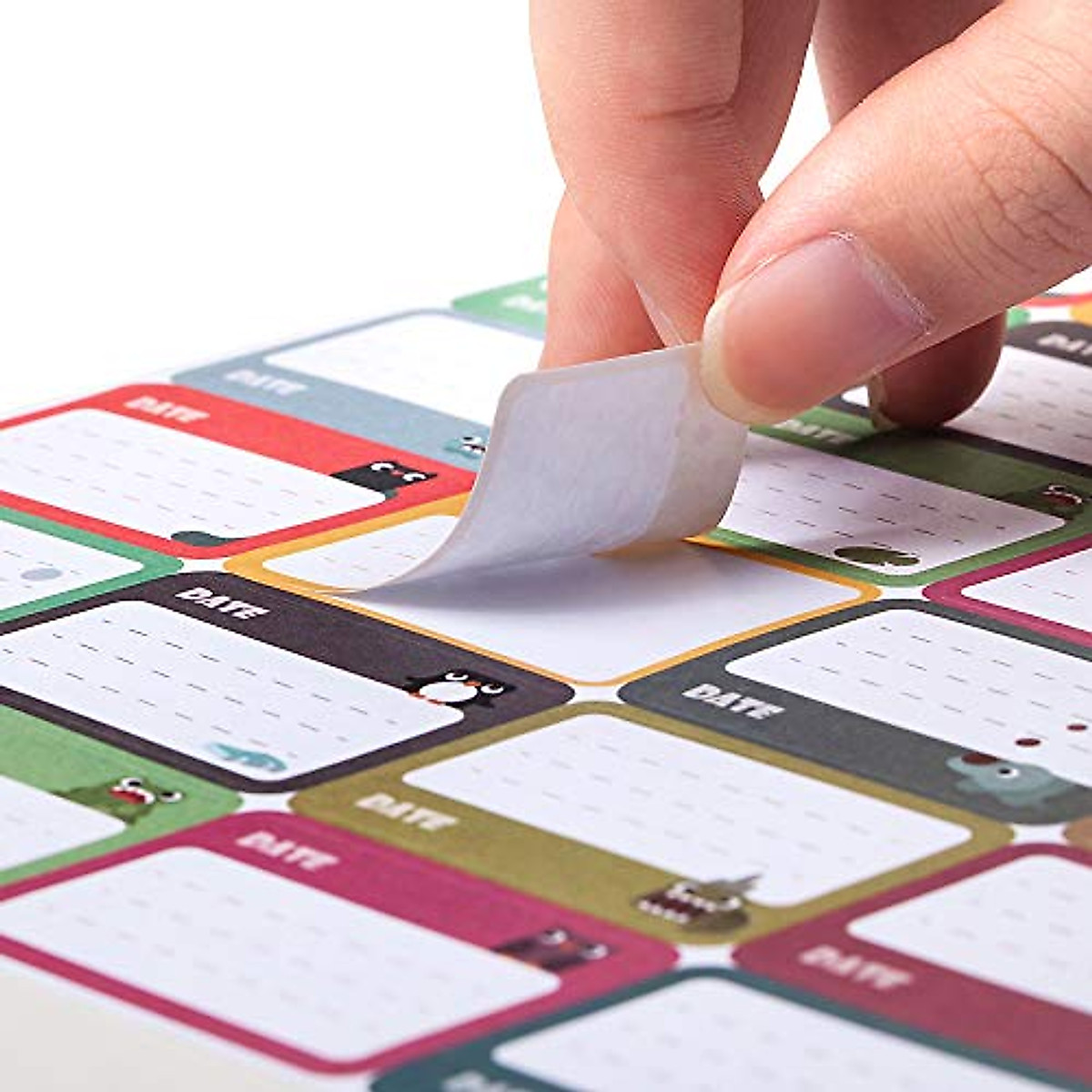 600Pcs Daycare Labels, Removable Write On Baby Food and Bottle Date Labels for Day Care, 12 Animal Designs Cute Stickers, 1.7 x 1.2 Inches