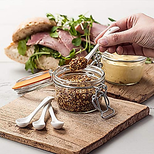 WM Bartleet & Sons 1750 TSET152 Set of 4 Small Traditional Porcelain Salt, Condiment and Spice Spoons (10cm) – White