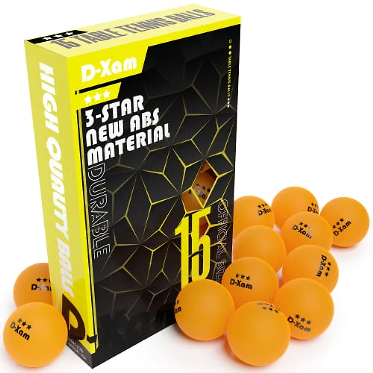 15 Pack | 3 Star Ping Pong Balls Orange (Size 40+) Table Tennis Ball Set | High-Performance Durable ABS Training Balls for Indoor/Outdoor Racket Games, Competitions