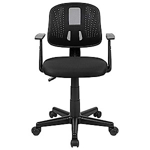 Flash Furniture Flash Fundamentals Mid-Back Black Mesh Swivel Task Office Chair with Pivot Back and Arms