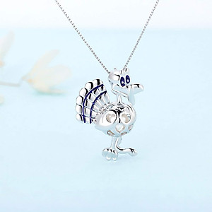 LGSY 925 Sterling Silver Turkey Cage Pendants for Pearl, Pearl Cages for Pearl DIY Jewelry Making