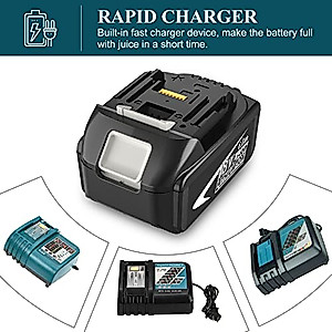 Upgraded to 6.0Ah BL1860B Replacement for Makita 18V Battery Lithium Ion BL1860 BL1850 BL1850B BL1840 BL1840B BL1830 BL1830B BL1815 BL1815B LXT-400 with LED Indicator 2 Packs