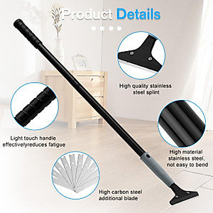 Heavy Duty 4-inch Razor Blade Floor Scraper, with 10 Blades 45 inch Long Handle Thickened Material Sturdy and Durable Scrapers Can be Used to Remove Tile Linoleum Carpet Paint Quickly and Easily