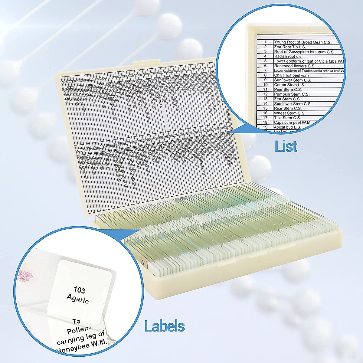 120+60 Microscope Slides with Specimens, Prepared Microscope Slides for Microbiology, Prepared Microscope Slides for Adults/Kids
