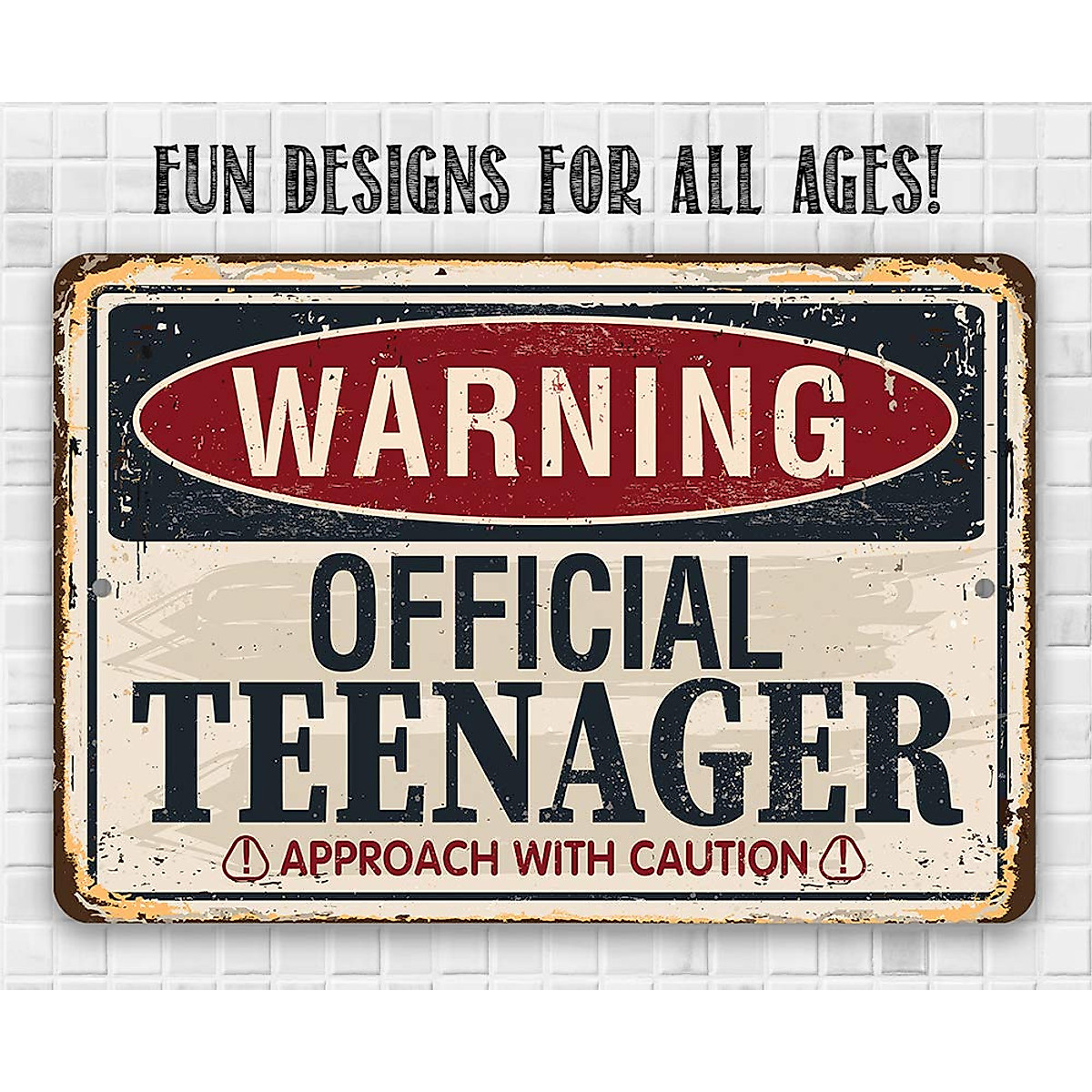 Metal Sign - Warning Official Teenager - Durable Metal Sign - Use Indoor/Outdoor - Funny Teen's Bedroom Decor and Birthday Gift Under $20 (8" x 12")
