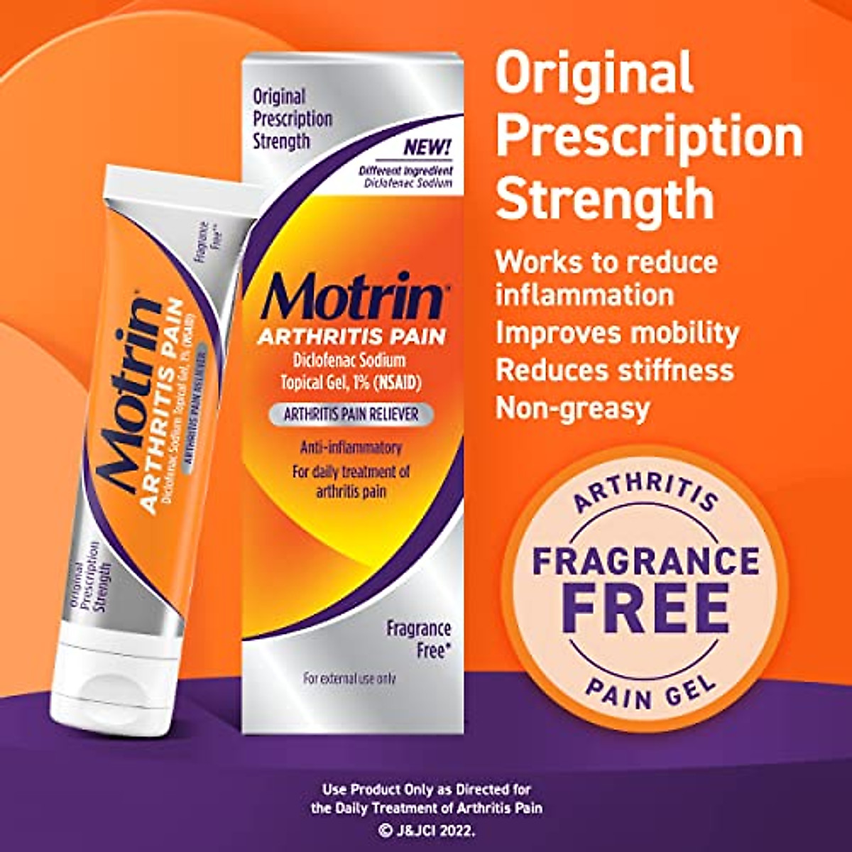 Motrin Arthritis Pain Relief Diclofenac Sodium Topical Gel 1%, Anti-Inflammatory Cream for Arthritis Pain in Hands, Wrists, Elbows, Knees, Feet & Ankles, NSAID Pain Relief Gel, 3.53 Oz