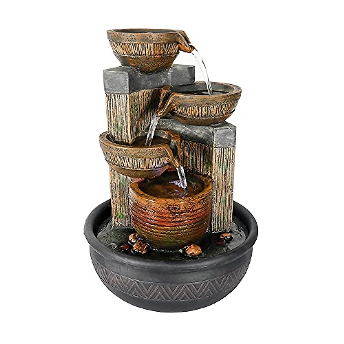 Hamiedun Tabletop Water Fountains Indoor Waterfall and Calming Water Sound Relaxation Desktop Fountain，The for Office, Room Decoration, Portable Feng Shui Fountain Indoor and Outdoor (15.7iches)