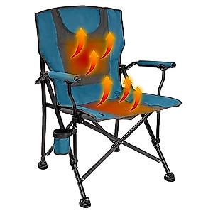 BACKYARD EXPRESSIONS PATIO · HOME · GARDEN , Metal, Blue/Grey Backyard Expressions Luxury Heated Portable Chair Camping, Sports and The Beach