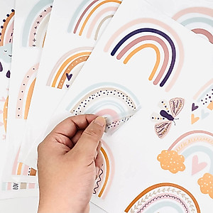 AOWDIAO Boho Rainbow Peel and Stick Wall Decals for Girls Bedroom, Kids Room, Nursery Decor, 56 Pcs
