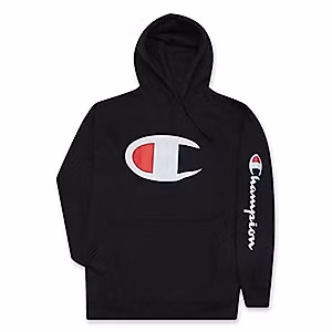 Champion Hoodie for Men Big And Tall Mens Oversized Pullover Fleece Sweatshirt Black
