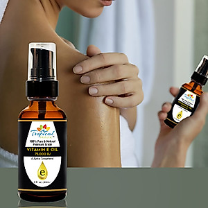 Tropical Holistic Vitamin E Oil, 100% Pure Max Strength 75,000 IU Vitamin E, Antioxidant Rich Skincare Oil for Face, Hair, Body & Nails, 2 oz
