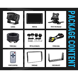 FOOKOO Ⅱ HD Backup Camera System Kit,7''1080P Reversing Monitor+IP69 Waterproof Rear View Camera,Sharp CCD Chip, 100% Not Wash Up,Truck/Semi-Trailer/Box Truck/RV (FHD1-Wired)