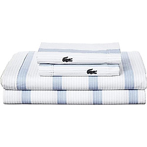 Lacoste 4-Piece Cotton Sheet Set, Archive, Zen Blue, Full