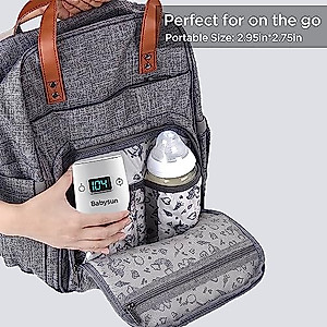 Portable Bottle Warmer BabySun Baby Bottle Warmer Quick Heating in 2 Minutes Rechargeable Travel Bottle Warmer for Breastmilk and Formula, Compatible with Most Bottles