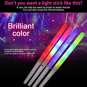 32pcs Cotton Candy Cones - Flashing Glow Sticks - LED Glowing Cotton Candy Sticks for All Type Cotton Candy Machine - Safety Food Grade Material Reusable Marshmallow Sticks