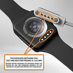 GEARPLEX Magnetic Smart Watch Charging Cable Compatible with Apple, Samsung, and Fitness Watches, Quick Charge USB Type-A, 7.62mm with 4-Pin Connections