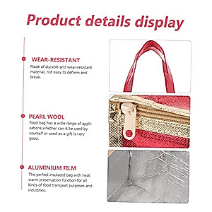 HOLIDYOYO Insulated Bag Decorative Thermal Food Bag Grocery Cooler Bag Insulated Grocery Bag Food Bag Hot Pizza Carriers Thermal Insulation Bag Cold Food Bags Film Red