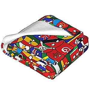 Countryball Polandball World Map Flannel Fleece Throw Blanket Soft Cozy Lightweight Fluffy Microfiber Blanket All Season Fuzzy Plush Throw Blanket for Couch Bed Sofa 50"x40"