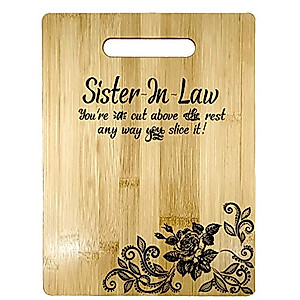 Gift for Sister in Law Engraved Bamboo Cutting board 9” x 12