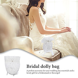 Veemoon Holy Communion Bag Satin Drawstring Bags Satin Bridal Wedding Money Bag, Bridal Bridesmaid Drawstring Satin Decorated Bag Handbag with Pearl for Bridal Bridesmaid Bridal Satin Bag