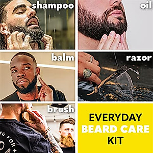 Beard Club - Everyday Beard Care Kit - Style, Moisturize and Grow a Healthier Beard - Straight Edge Razor, Beard Shampoo, Cedar Beard Balm and Beard Oil, Boar Bristle Beard Brush - Gift Kit