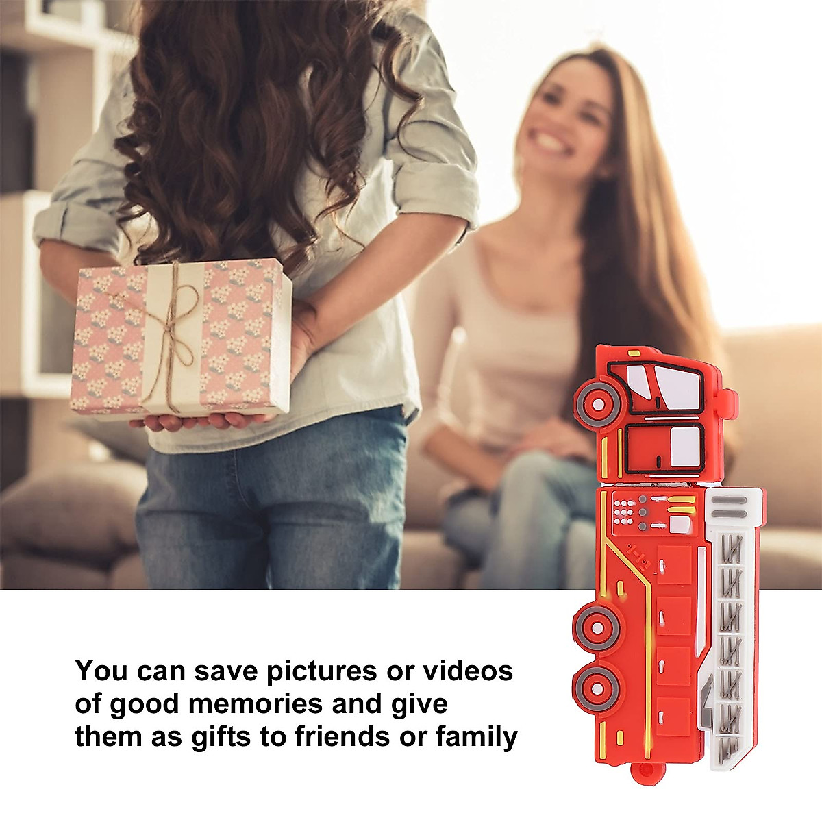 Kafuty-1 Cute USB Flash Drive, Novelty Cartoon Fire Truck Thumb Drive, Pendrive Memory Thumb Stick, Gifts for School Students Kids Children Teacher Collegue Employees(16GB)